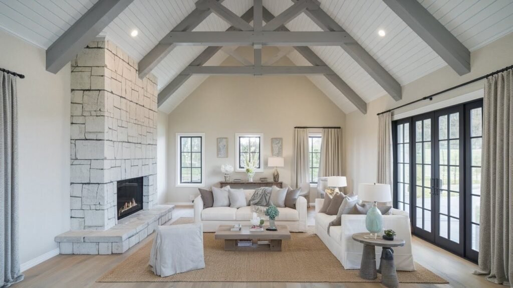 11 Farmhouse Vaulted Ceiling Fireplace Ideas to Love - Atdecor
